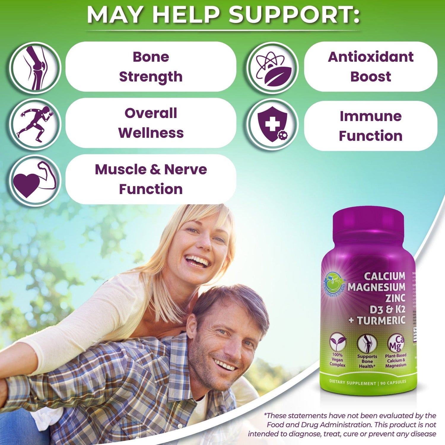 Plant-Based Calcium 500mg | Vegan Bone Strength Supplement