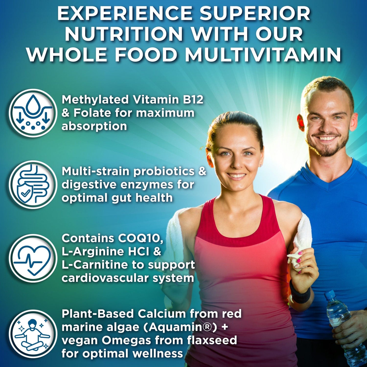 Vegan Whole Food Multivitamin with Iron for Women and Men