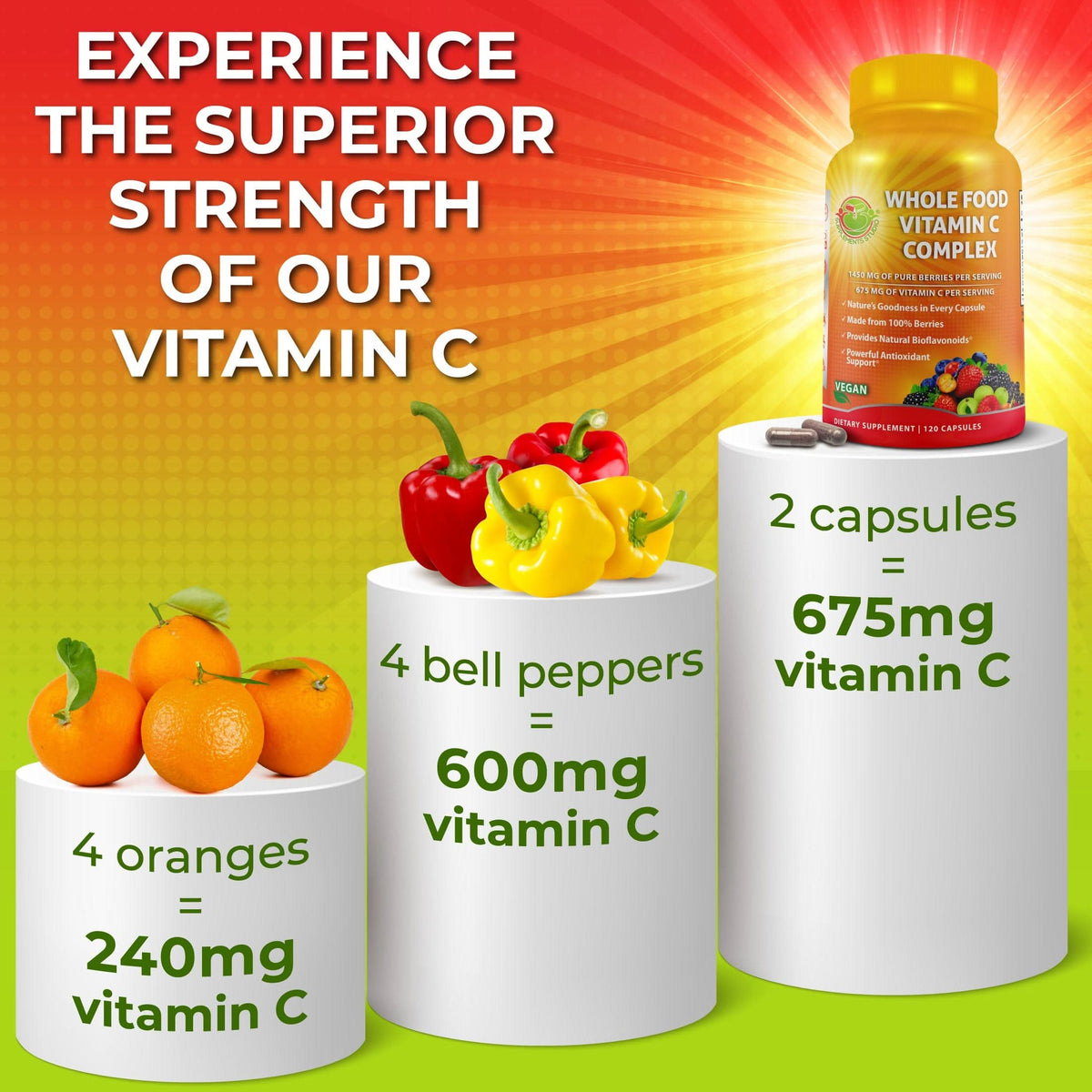 Organic Whole Food Vitamin C Complex - 675 mg Vitamin C per Serving