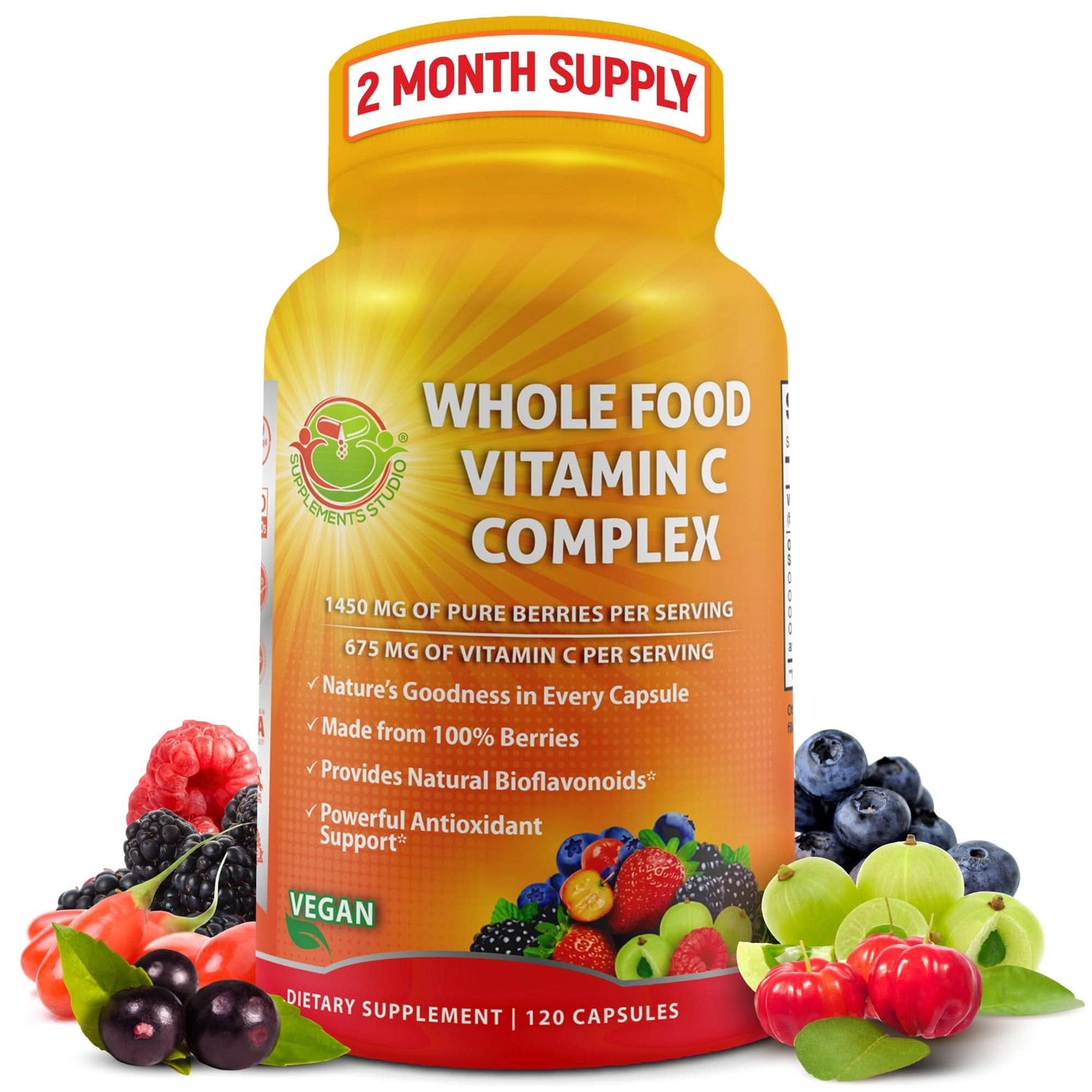 Organic Whole Food Vitamin C Complex - 675 mg Vitamin C per Serving